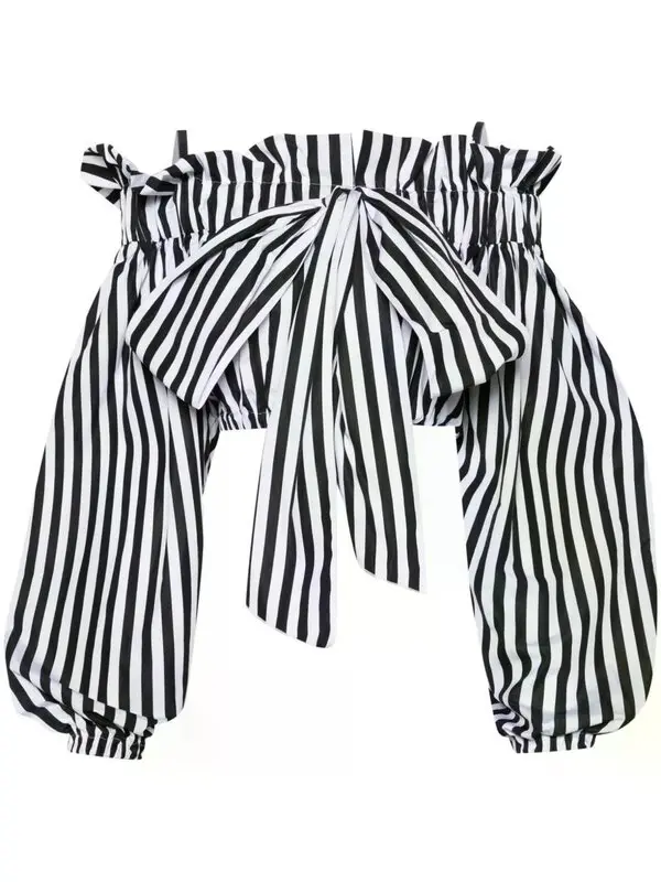 PATOU Striped Off-shoulder Blouse - Black