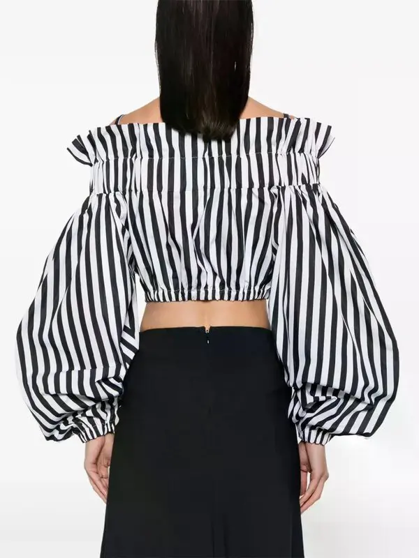 PATOU Striped Off-shoulder Blouse - Black