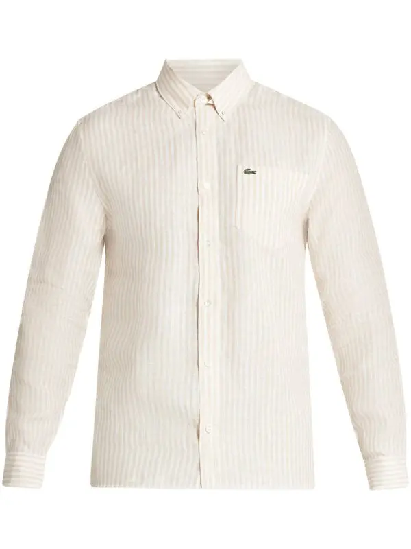Lacoste Striped Linen Shirt - White