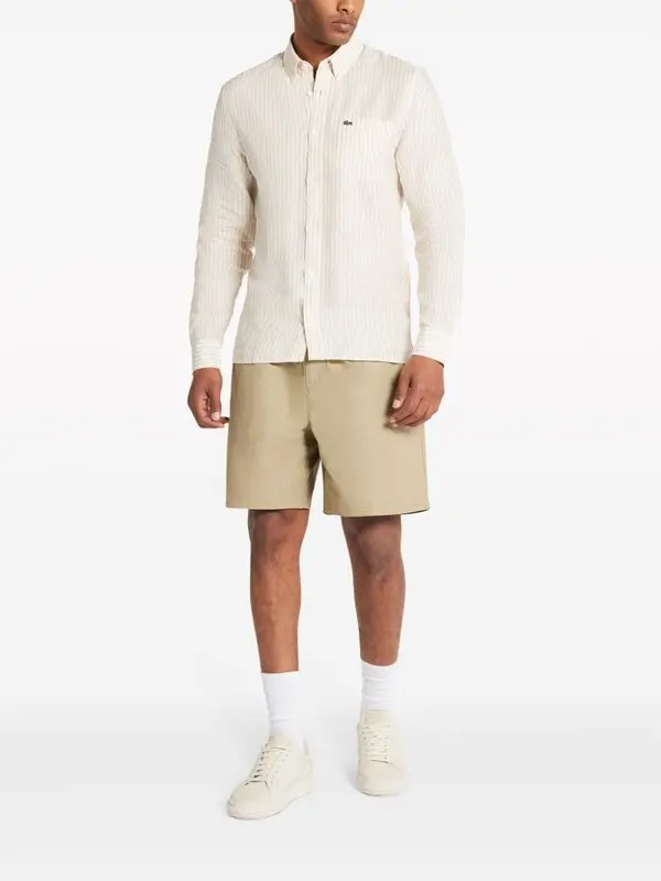 Lacoste Striped Linen Shirt - White