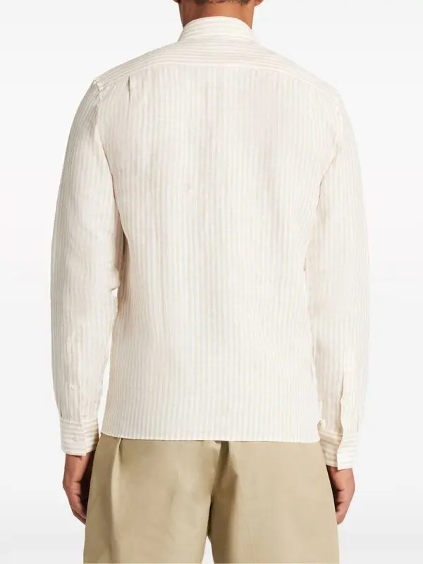 Lacoste Striped Linen Shirt - White