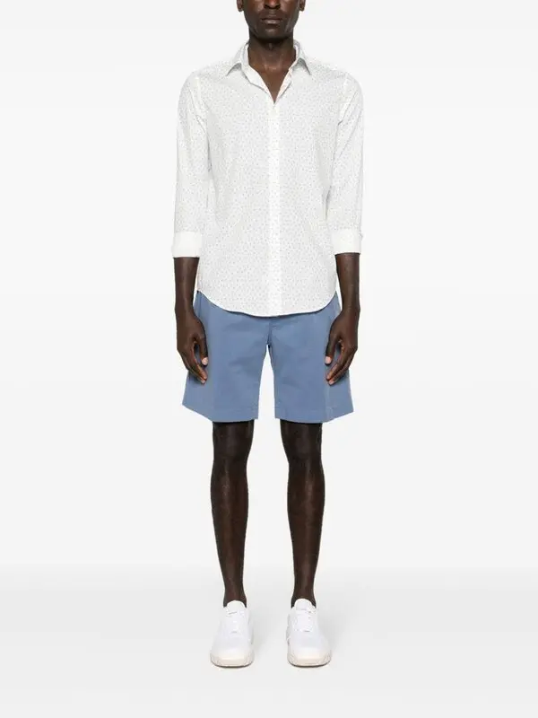 Canali Mid-rise Chino Shorts - Blue