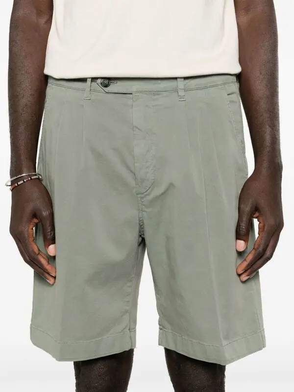 Canali Mid-rise Chino Shorts - Green