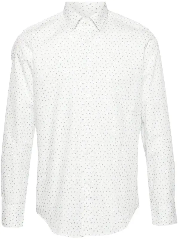 Canali Leaf-print Cotton Shirt
