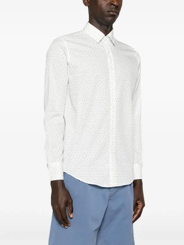 Canali Leaf-print Cotton Shirt