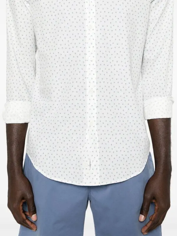 Canali Leaf-print Cotton Shirt