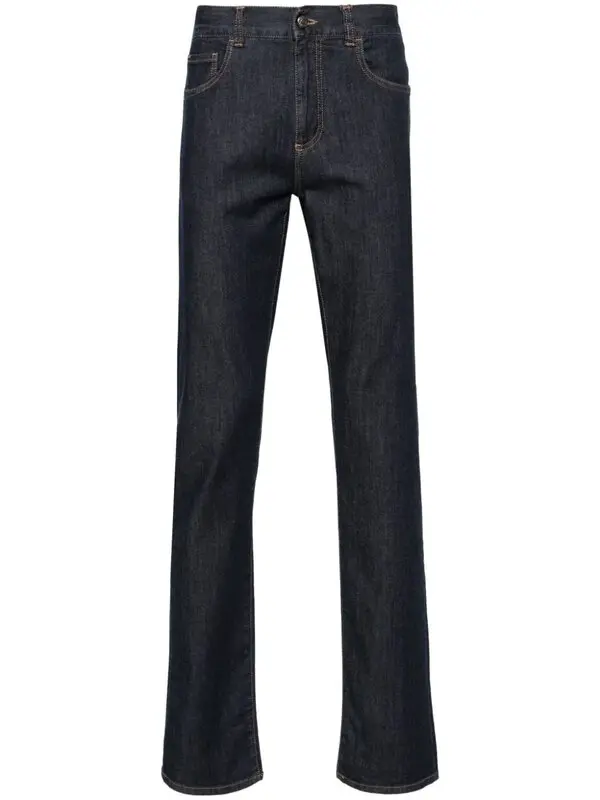 Canali Slim-cut Denim Pants - Blue