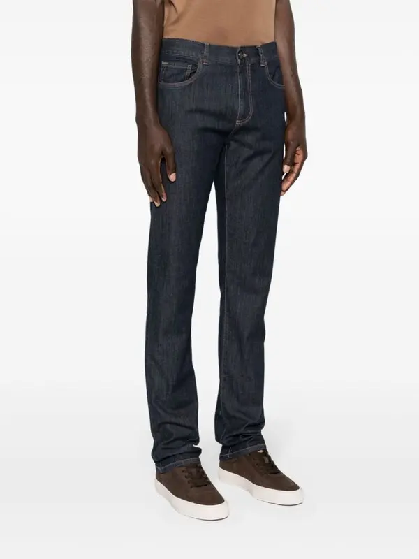 Canali Slim-cut Denim Pants - Blue