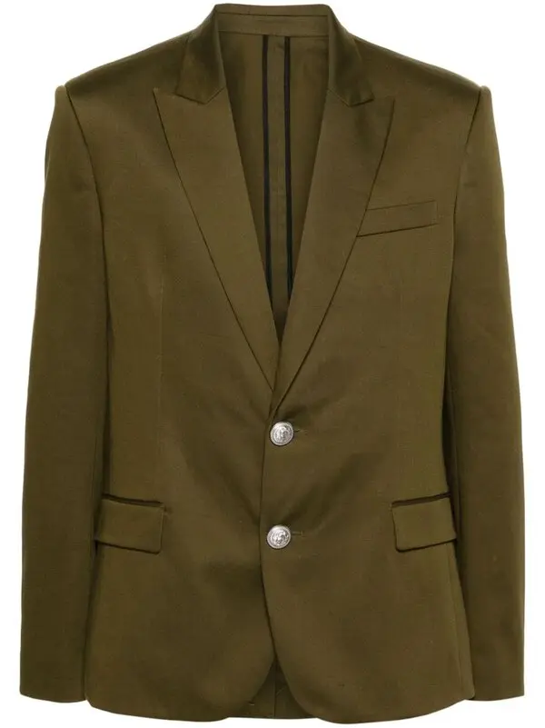 Balmain Cotton Single-breasted Blazer - Green