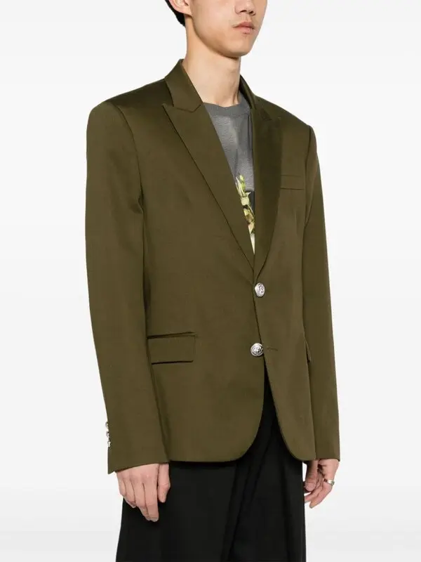 Balmain Cotton Single-breasted Blazer - Green