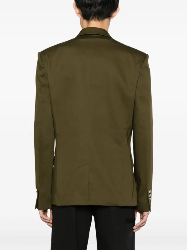 Balmain Cotton Single-breasted Blazer - Green