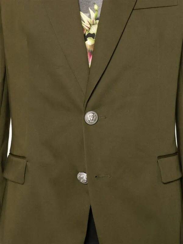 Balmain Cotton Single-breasted Blazer - Green