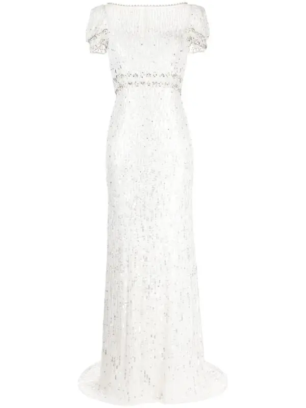 Jenny Packham Sungem Sequin-embellished Gown - Neutrals