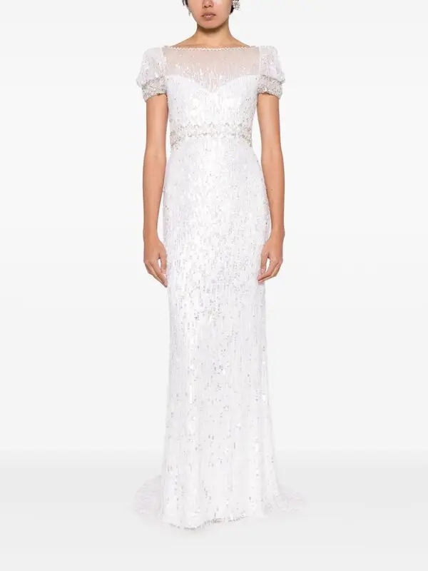 Jenny Packham Sungem Sequin-embellished Gown - Neutrals