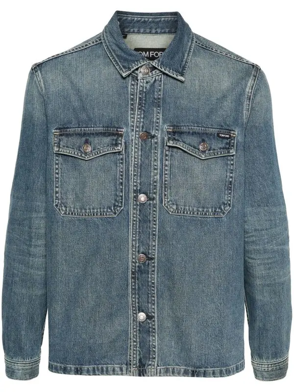 TOM FORD Buttoned Denim Jacket - Blue