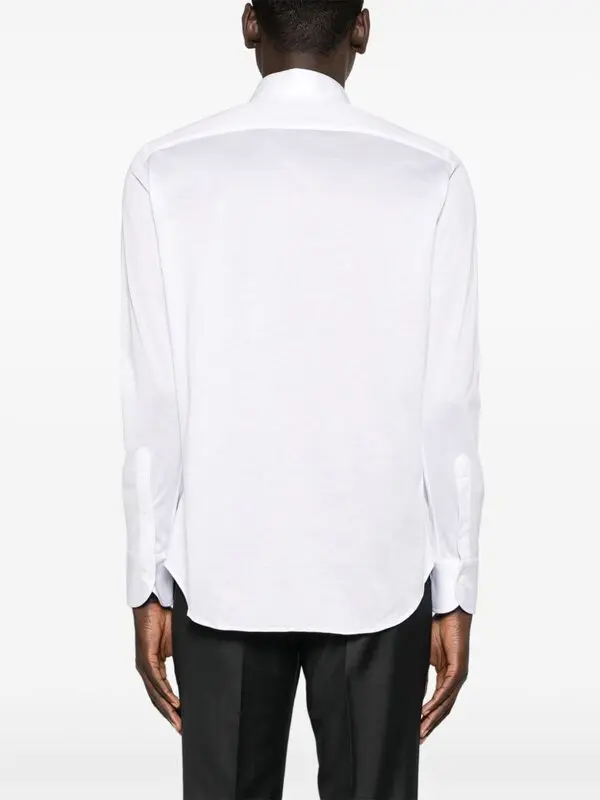 Canali Spread-collar Cotton Shirt - White