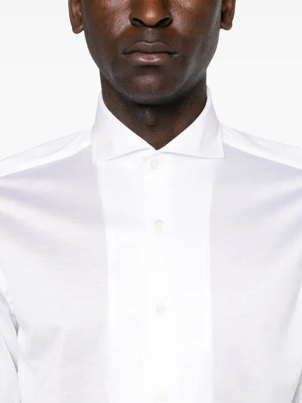 Canali Spread-collar Cotton Shirt - White