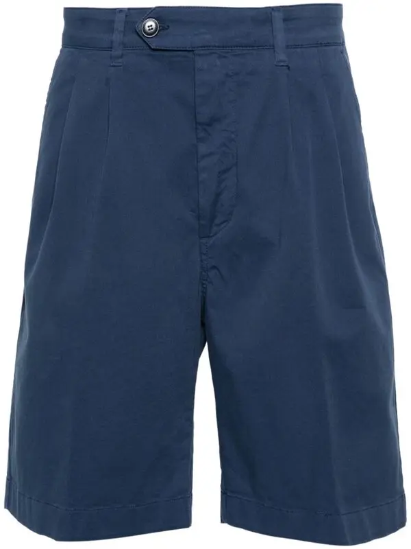 Canali Mid-rise Chino Shorts - Blue