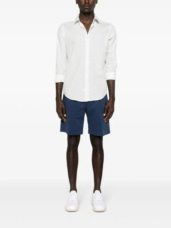 Canali Mid-rise Chino Shorts - Blue