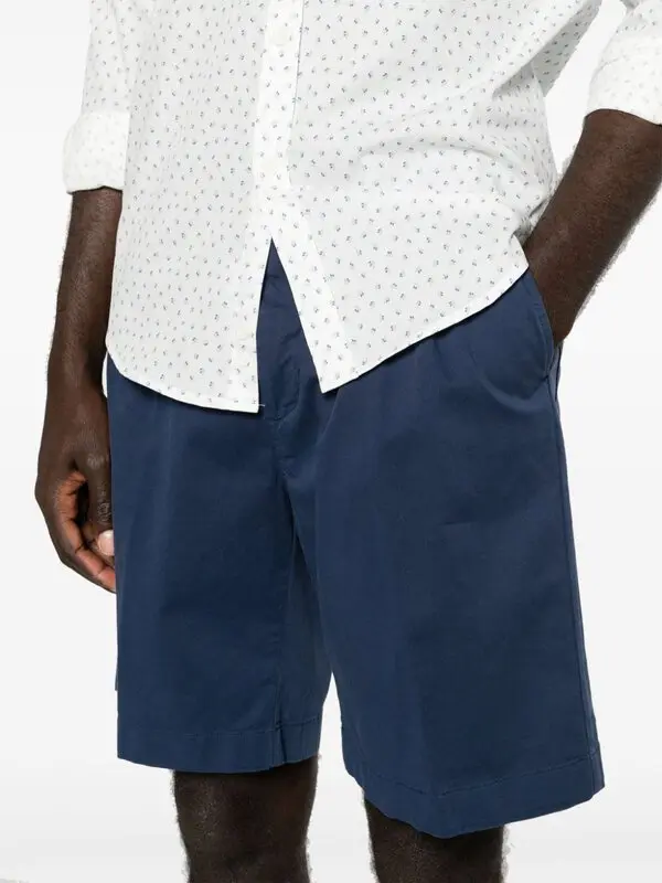 Canali Mid-rise Chino Shorts - Blue