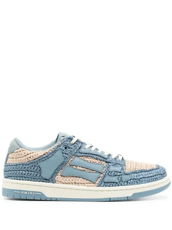 Amiri Skel Woven-raffia Sneakers - Blue