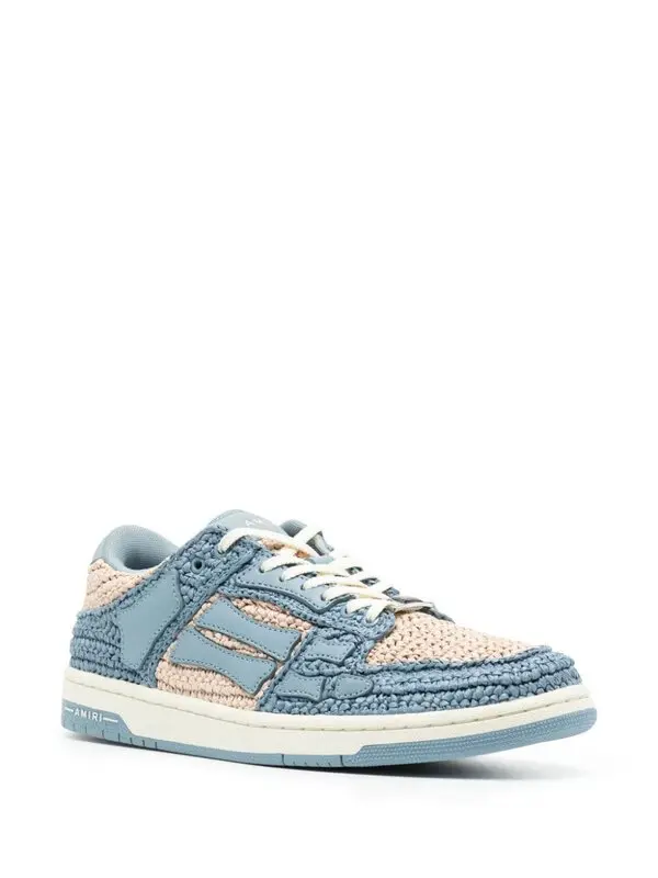 Amiri Skel Woven-raffia Sneakers - Blue