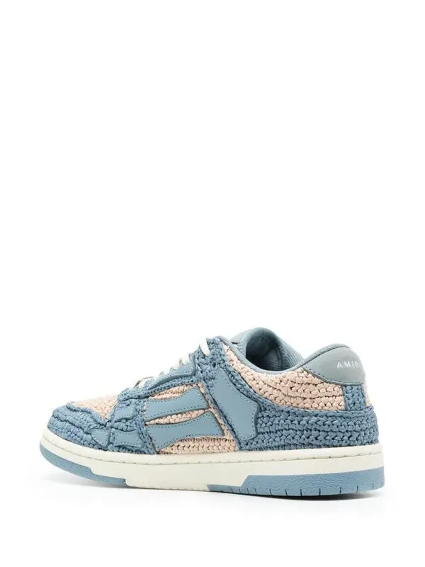 Amiri Skel Woven-raffia Sneakers - Blue