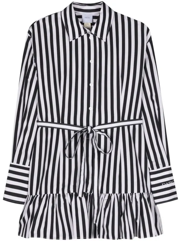 Patou Striped Mini Shirt Dress - Black