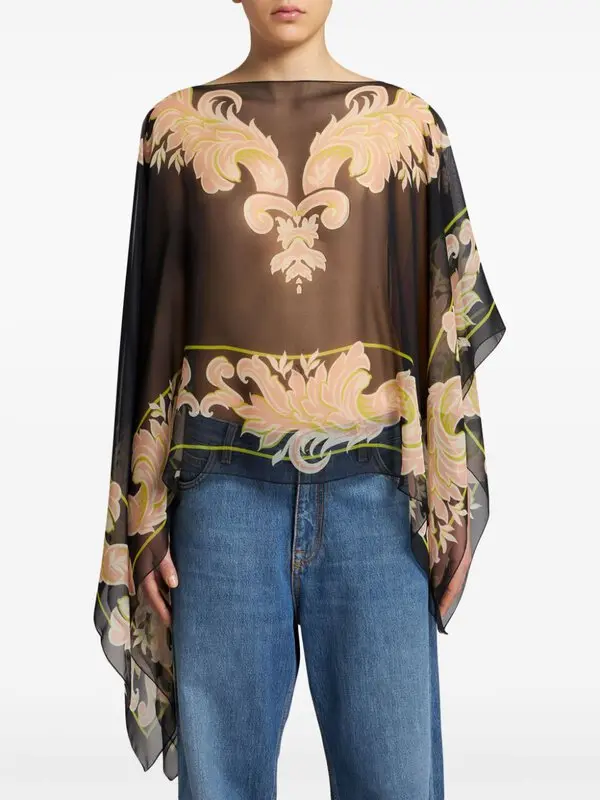 Etro Venus-print Silk Poncho