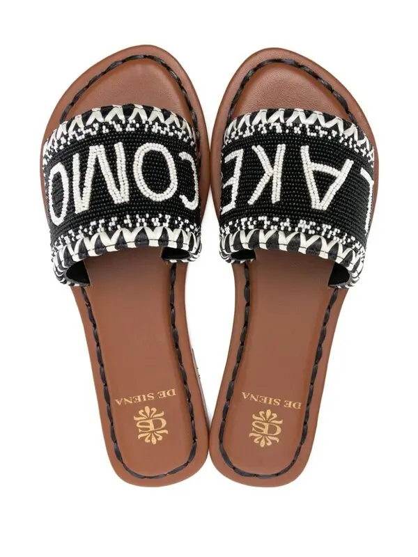 DE SIENA Bead-embellished Leather Sandals - Black