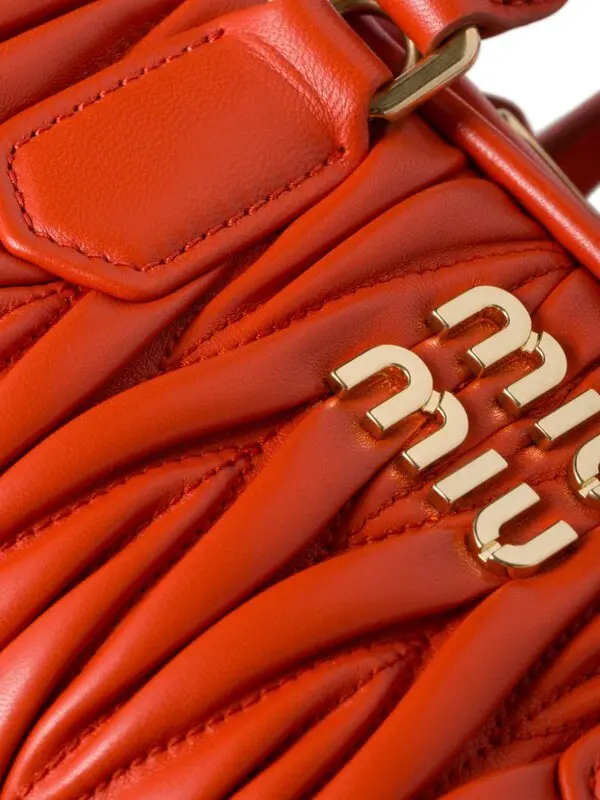 Miu Miu Arcadie Matelassé Leather Bag - Orange