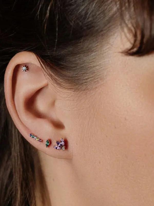 LARK & BERRY 14kt Yellow Blossom Sapphire Earring