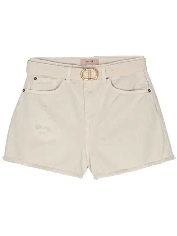 TWINSET Frayed Denim Shorts