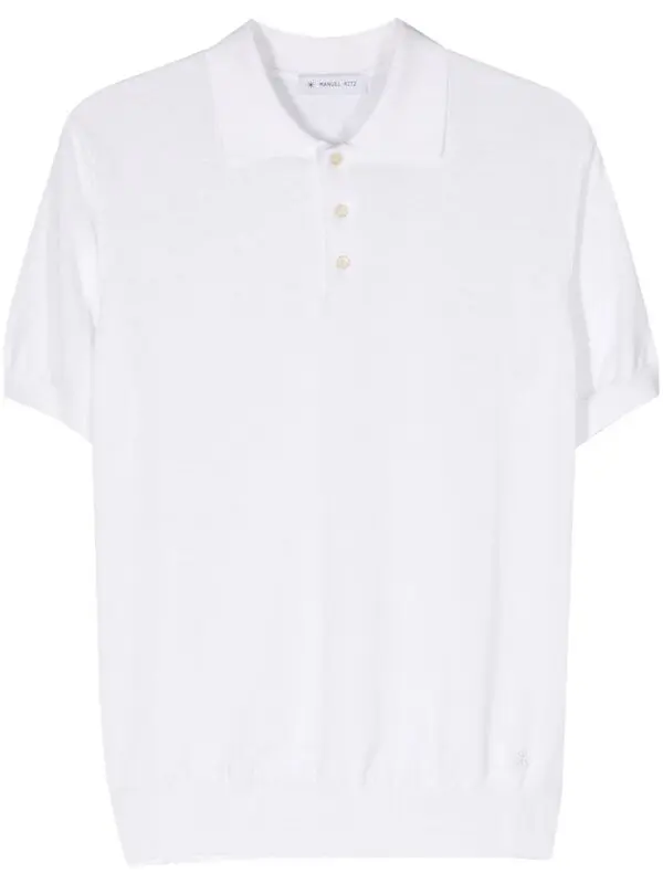 MANUEL RITZ Logo-embroidered Fine-knit Polo Shirt