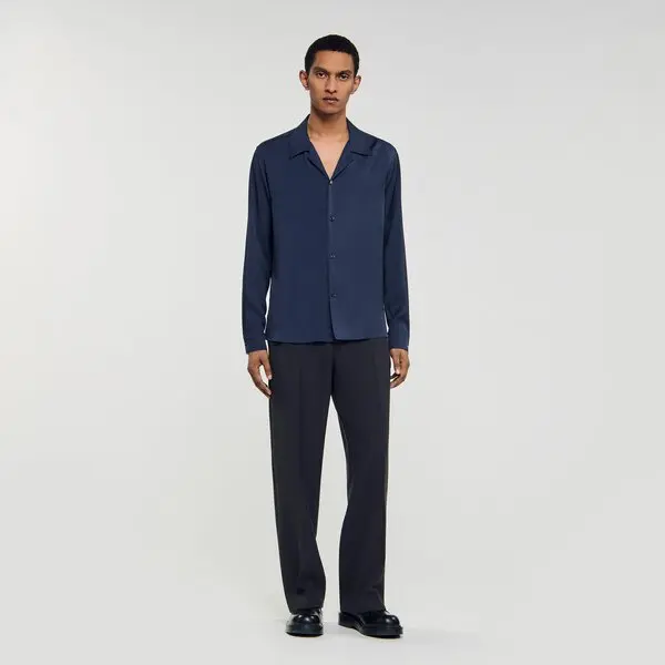 Sandro Flowy Shirt - Navy Blue