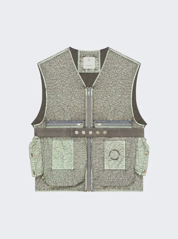 Givenchy Crackle-effect Sleeveless Vest - Medium Grey