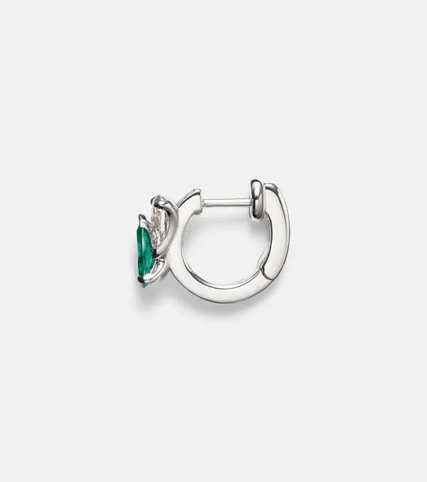 REPOSSI Serti Sur Vide 18kt White Gold Single Earring With Diamonds And Emerald - Metallic