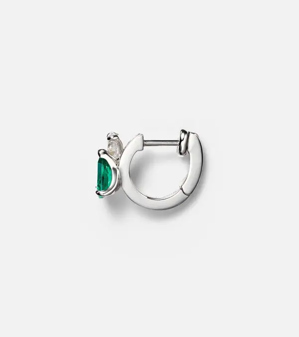 REPOSSI Serti Sur Vide 18kt White Gold Single Earring With Diamonds And Emerald