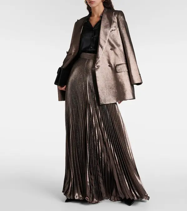 Max Mara Edro Silk-blend Lamé Blazer - Neutrals