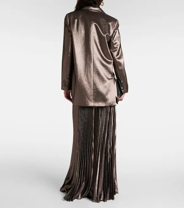 Max Mara Edro Silk-blend Lamé Blazer - Neutrals