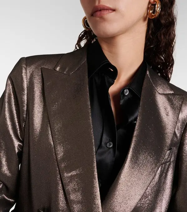 Max Mara Edro Silk-blend Lamé Blazer - Neutrals
