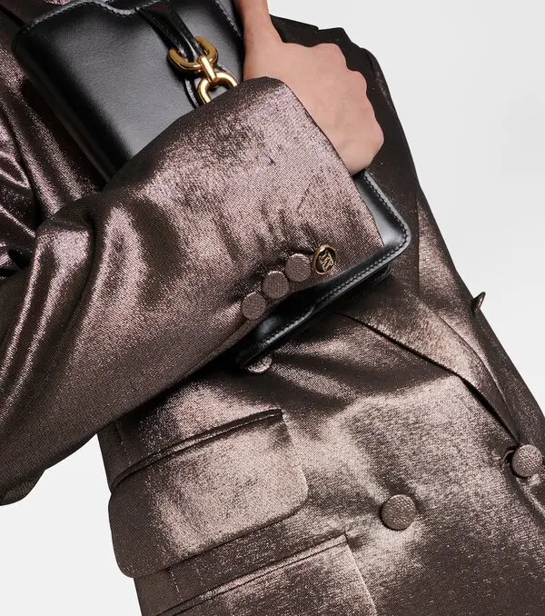 Max Mara Edro Silk-blend Lamé Blazer - Neutrals