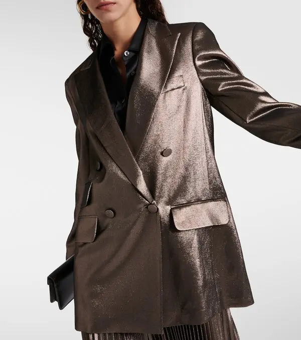 Max Mara Edro Silk-blend Lamé Blazer - Neutrals