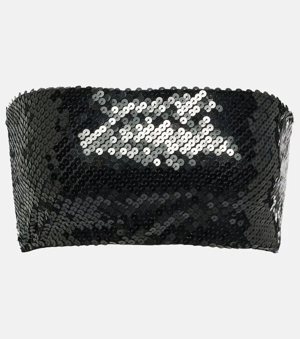 Rick Owens Sequined Bandeau Top - Black