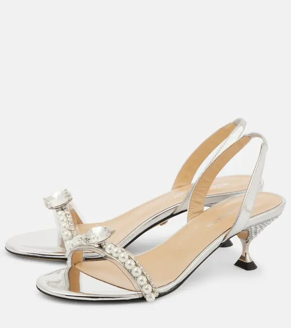 Mach & Mach Diamond Of Elizabeth 55 Leather Sandals