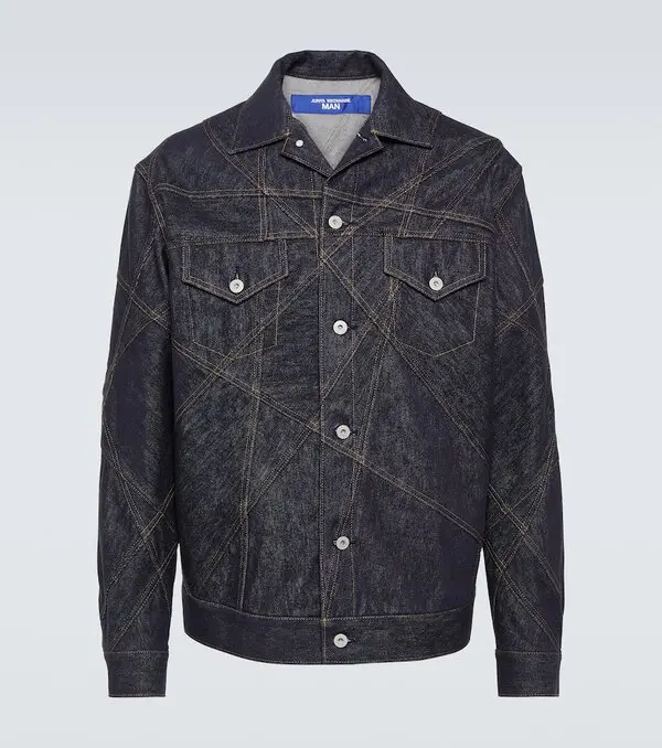 Junya Watanabe Embroidered Denim Trucker Jacket - Blue
