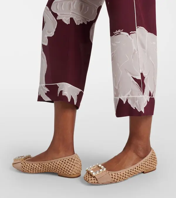 ROGER VIVIER Très Vivier Raffia-effect Ballet Flats - Beige