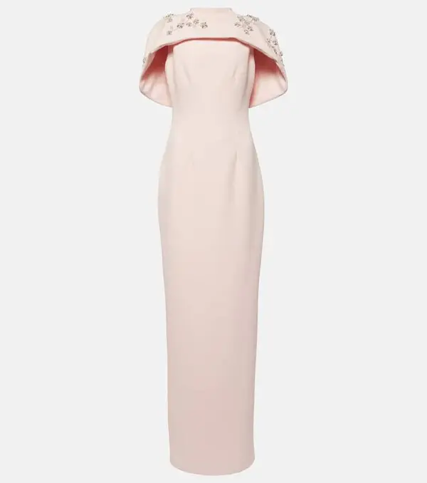 Safiyaa Embellished Caped Crêpe Gown - Pink