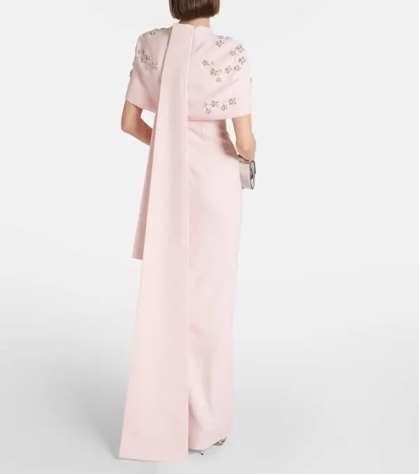 Safiyaa Embellished Caped Crêpe Gown - Pink