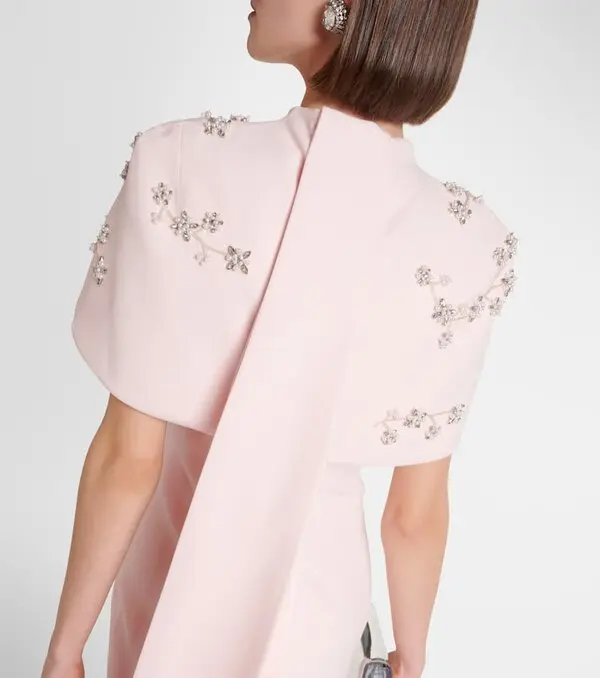 Safiyaa Embellished Caped Crêpe Gown - Pink